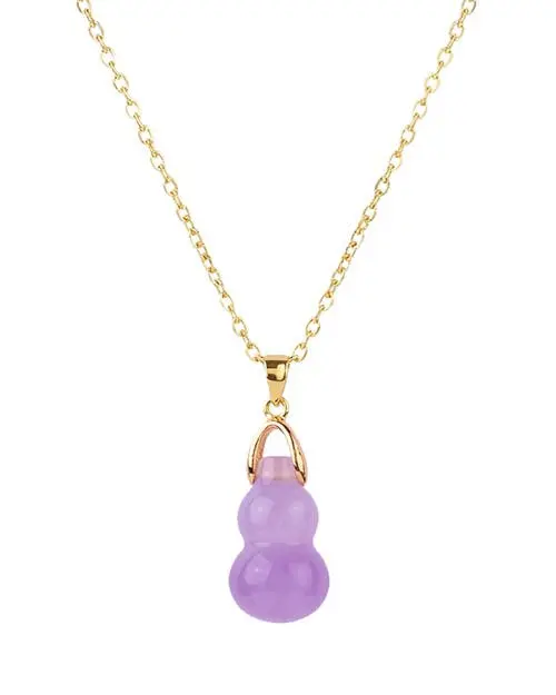 SEREE Hulu Jade Stone Pendant Necklace - Purple