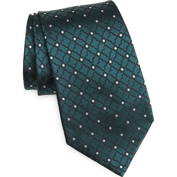 Zegna Dot Quatrefoil Mulberry Silk Tie - Green