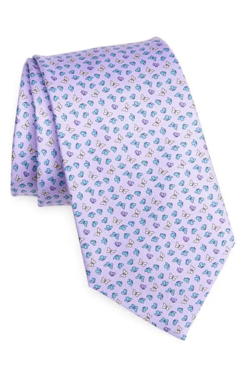 Zegna Butterfly Silk Tie - Purple/blue Butterflies