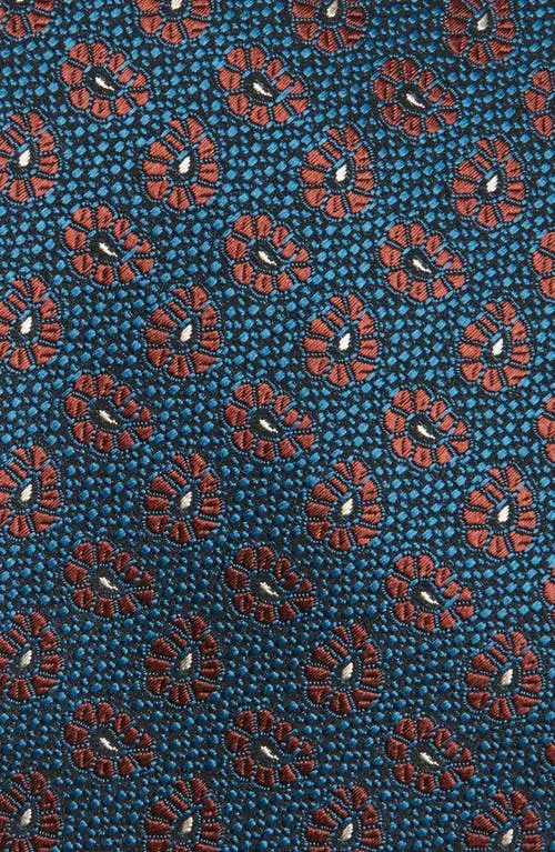 Zegna Paisley Medallion Mulberry Silk Tie - Blue