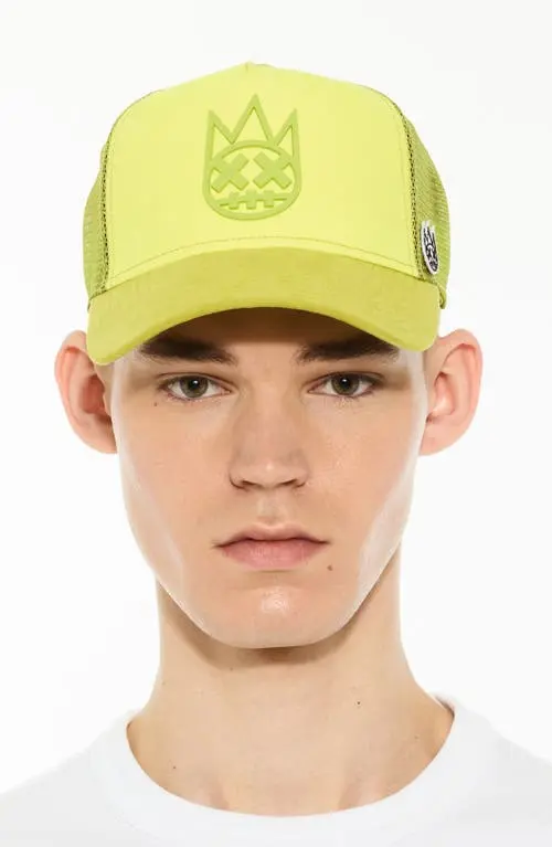 CULT OF INDIVIDUALITY Logo Mesh Back Suede Trucker Hat - Neon Yellow