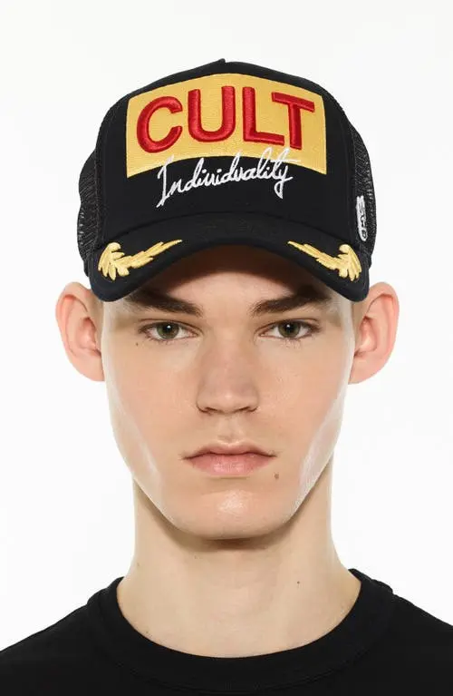 CULT OF INDIVIDUALITY Logo Mesh Back Trucker Hat - Black