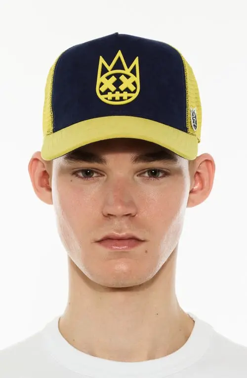 CULT OF INDIVIDUALITY Logo Mesh Back Suede Trucker Hat - Midnight Blue