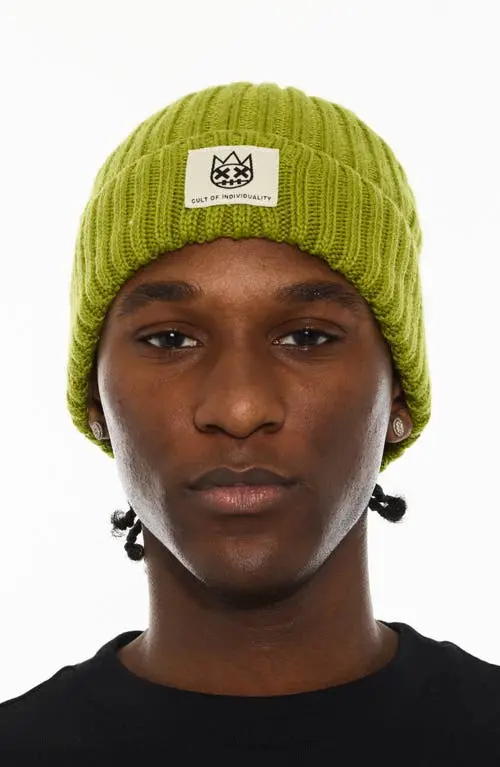 CULT OF INDIVIDUALITY Rib Cuff Wool Blend Beanie - Green Oasis