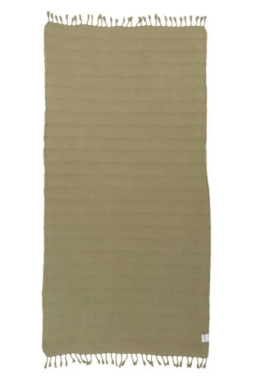INFUSEZEN Stonewashed Organic Cotton Turkish Towel - Khaki Green