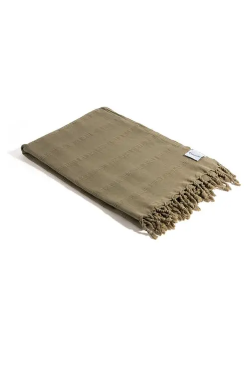 INFUSEZEN Stonewashed Organic Cotton Turkish Towel - Khaki Green