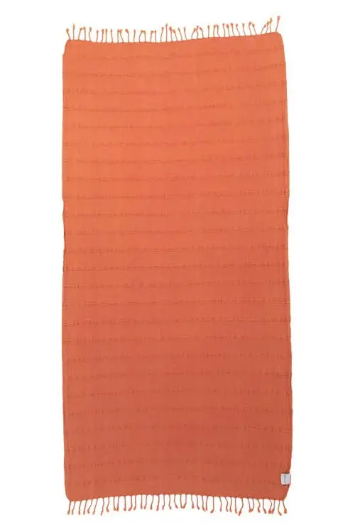 INFUSEZEN Stonewashed Organic Cotton Turkish Towel - Orange