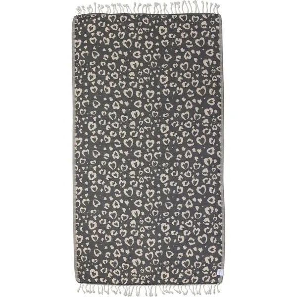 INFUSEZEN Leopard Heart Organic Turkish Towel - Black