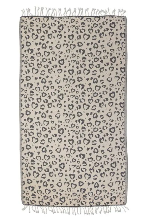 INFUSEZEN Leopard Heart Organic Turkish Towel - Black