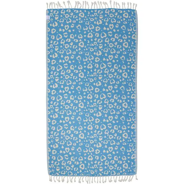 INFUSEZEN Leopard Heart Organic Turkish Towel - Blue