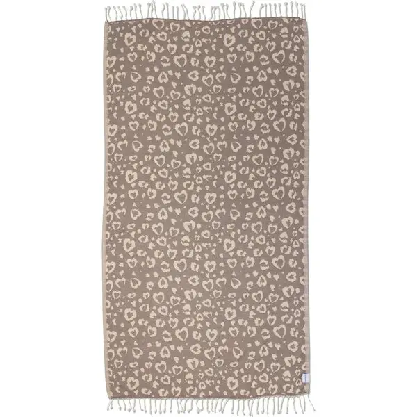 INFUSEZEN Leopard Heart Organic Turkish Towel - Brown