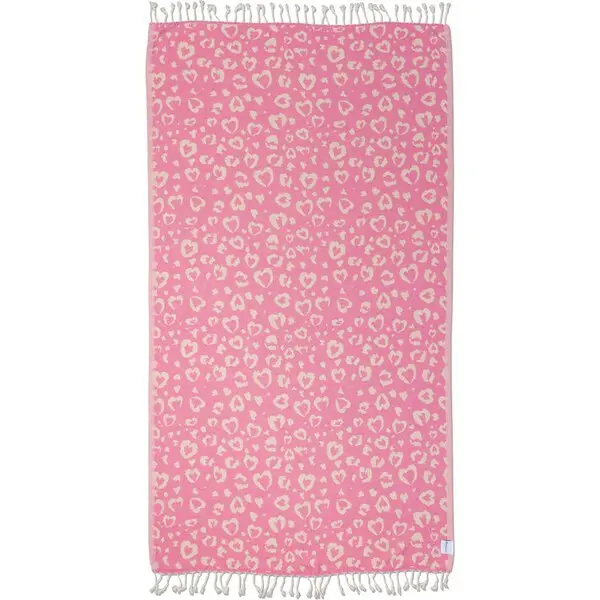 INFUSEZEN Leopard Heart Organic Turkish Towel - Pink