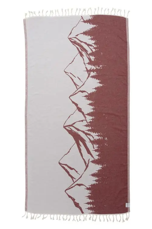 INFUSEZEN Mountain 100% Cotton Reversible Turkish Towel - Burgundy