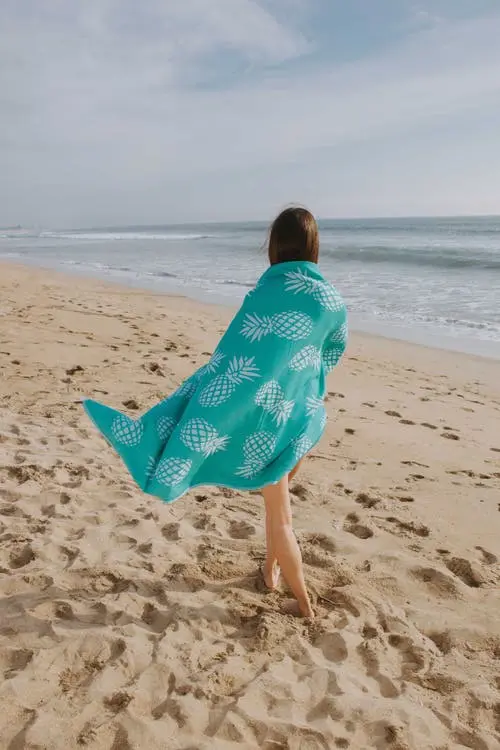 INFUSEZEN Pineapple Organic Sand Free Turkish Towel - Mint
