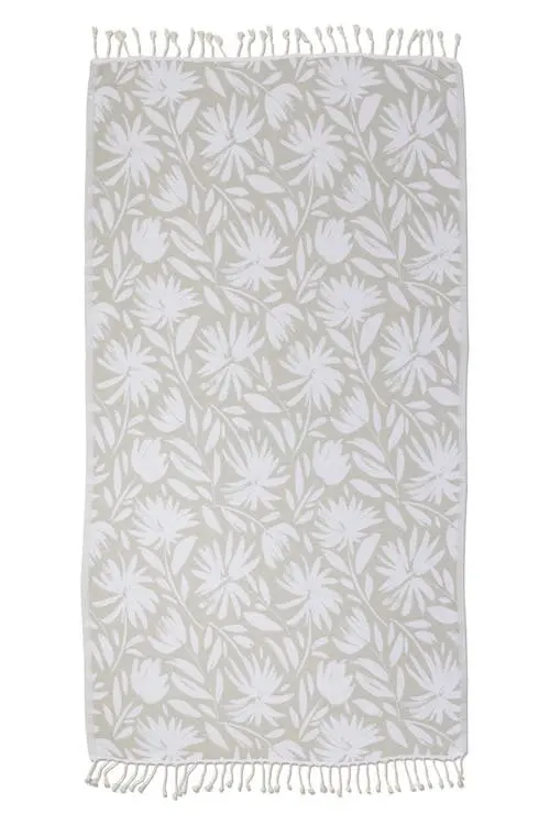 INFUSEZEN Whimsical Flower Organic Turkish Towel - Grey