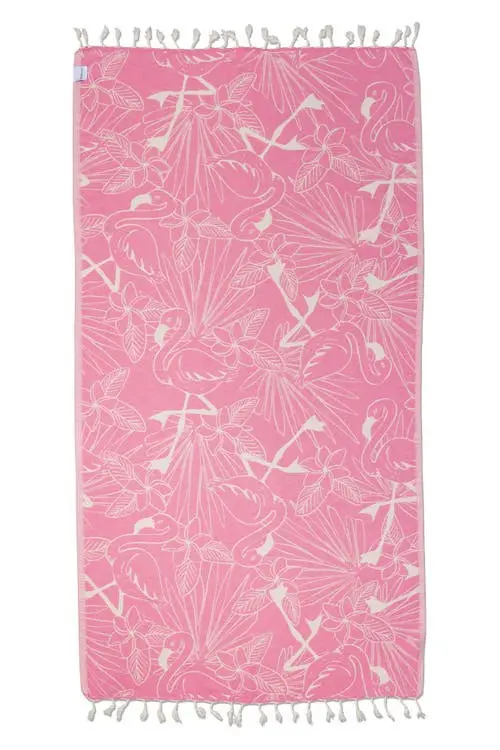 INFUSEZEN Tropical Flamingo Organic Turkish Towel - Pink
