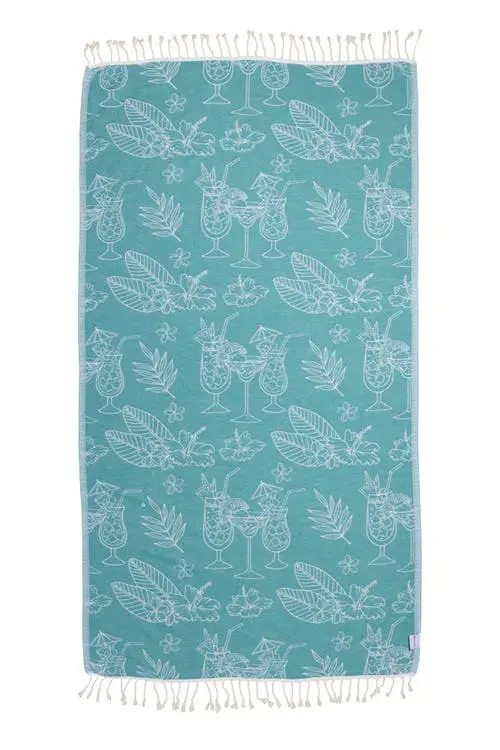 INFUSEZEN Tropical Drink Organic Turkish Towel - Aqua