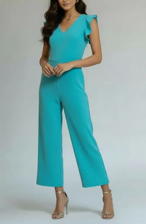 Rachel Rachel Roy Ruffle Sleeve V-neck Jumpsuit - Aqua