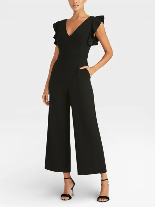 Rachel Rachel Roy Ruffle Sleeve V-neck Jumpsuit - Black