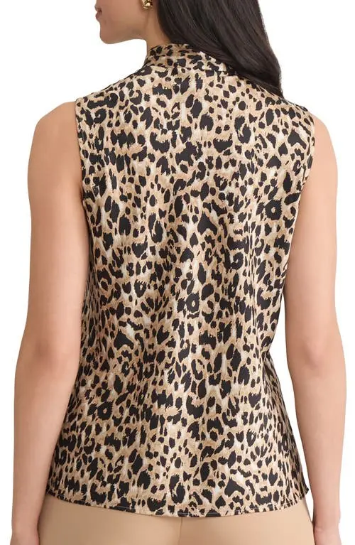KASPER Sylvia Leopard Print Sleeveless Satin Top