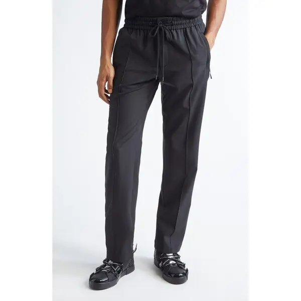 Dolce & Gabbana Drawstring Waist Wool Blend Canvas Pants