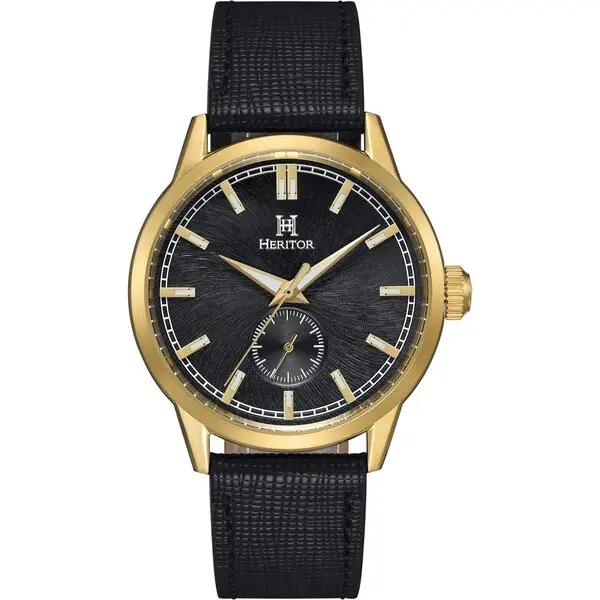 HERITOR AUTOMATIC Argento Leather-band Watch - Gold/black