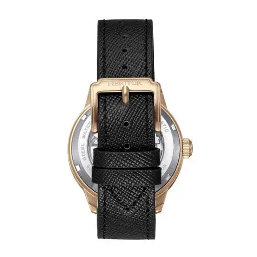 HERITOR AUTOMATIC Argento Leather-band Watch - Gold/black