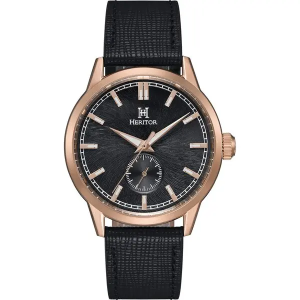 HERITOR AUTOMATIC Argento Leather-band Watch - Rose Gold/black