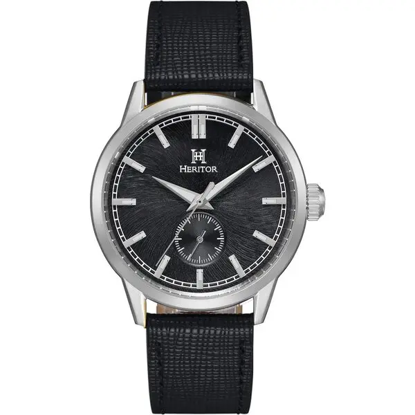 HERITOR AUTOMATIC Argento Leather-band Watch - Silver/black
