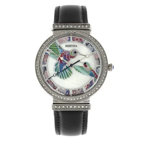 BERTHA WATCHES Mother-of-pearl Bracelet Watch - Silver/black