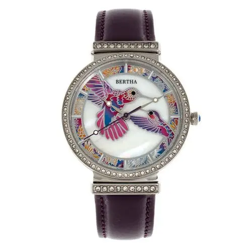 BERTHA WATCHES Mother-of-pearl Bracelet Watch - Silver/purple