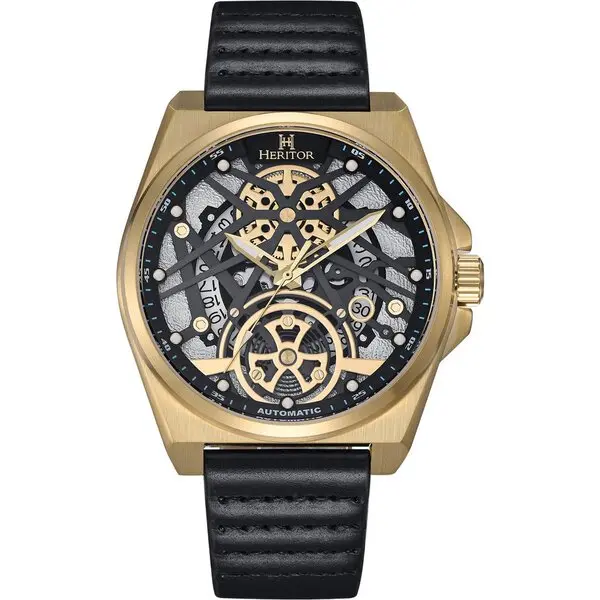 HERITOR AUTOMATIC Romero Leather-band Watch - Gold/black