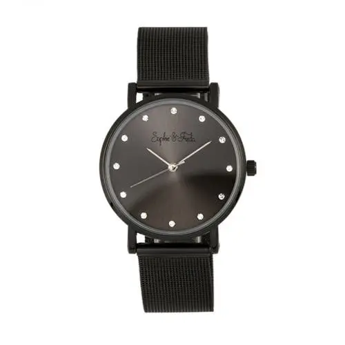 SOPHIE AND FREDA Savannah Mesh Bracelet Watch With Swarovski Crystals - Black