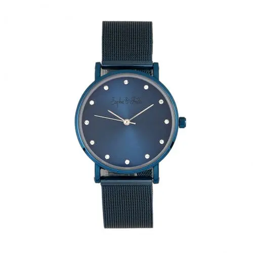 SOPHIE AND FREDA Savannah Mesh Bracelet Watch With Swarovski Crystals - Blue