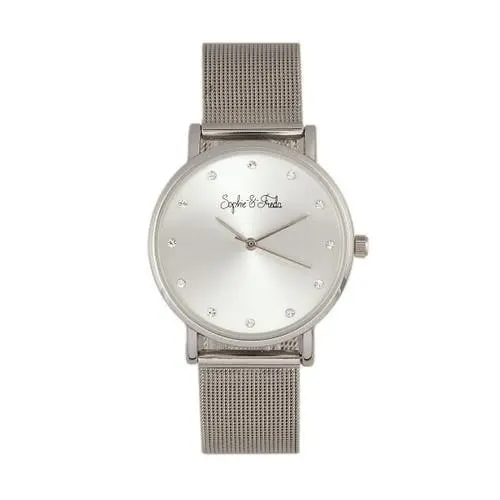 SOPHIE AND FREDA Savannah Mesh Bracelet Watch With Swarovski Crystals - Silver