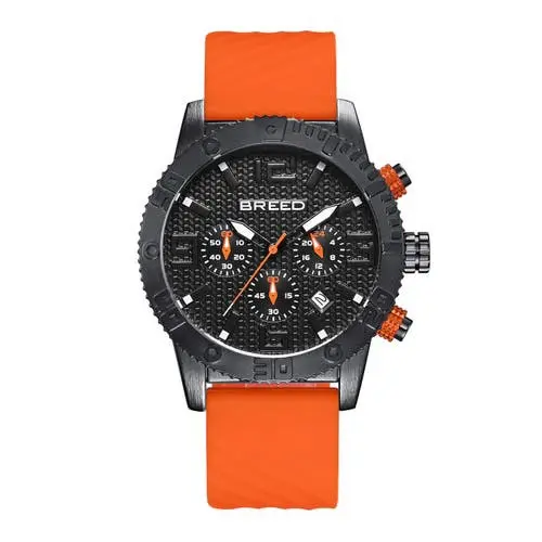 BREED Double Agent Chronograph Watch With Date - Black/orange
