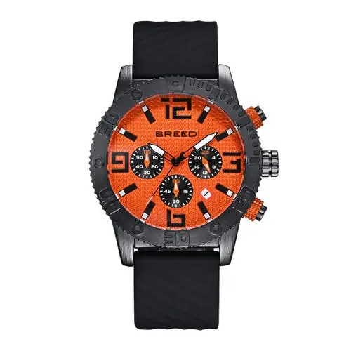 BREED Double Agent Chronograph Watch With Date - Orange/black