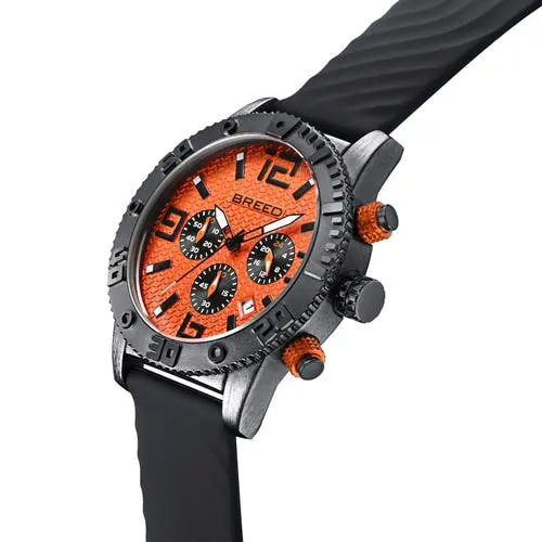 BREED Double Agent Chronograph Watch With Date - Orange/black