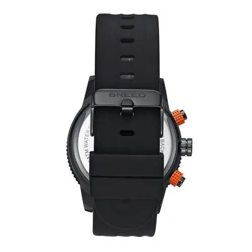 BREED Double Agent Chronograph Watch With Date - Orange/black