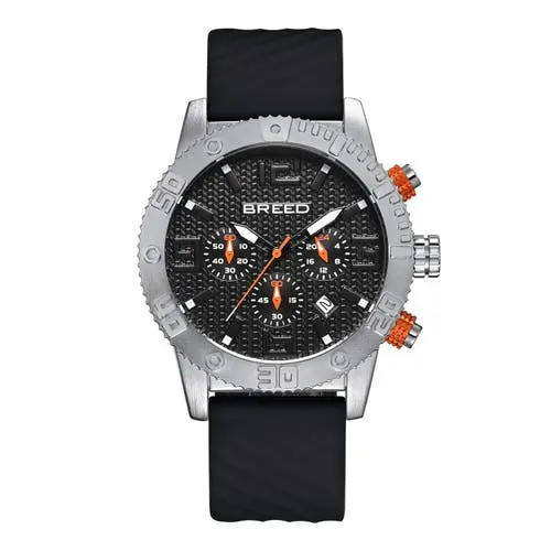 BREED Double Agent Chronograph Watch With Date - Silver/black