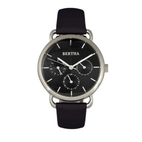 BERTHA WATCHES Gwen Leather-band Watch With Day And Date - Black