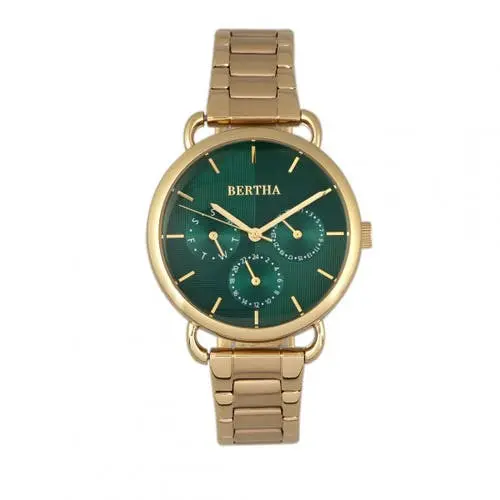 BERTHA WATCHES Gwen Leather-band Watch With Day And Date - Gold