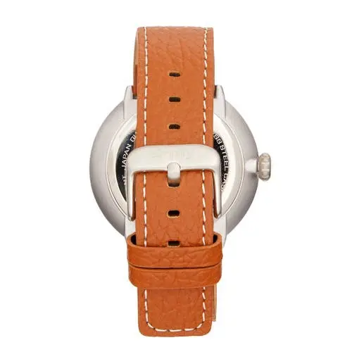 SIMPLIFY Leather-band Watch With Date - Brown/silver