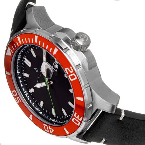 NAUTIS Dive Pro 200 Leather-band Watch With Date - Orange/black