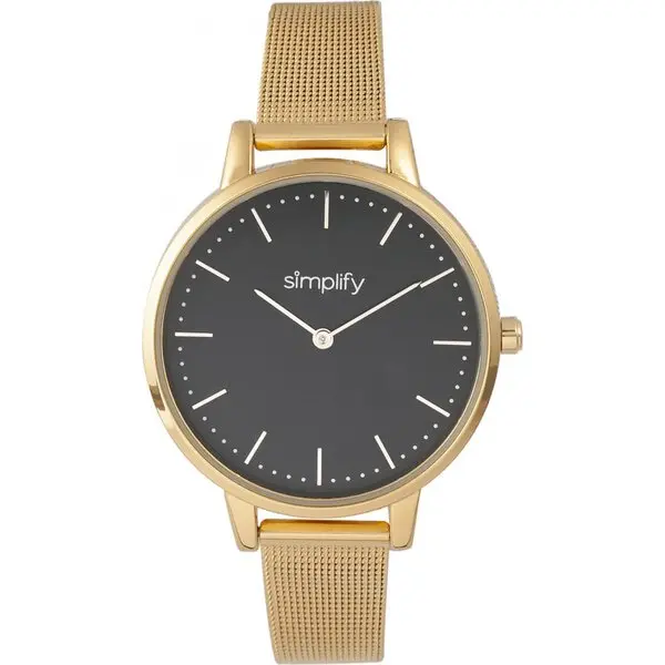 SIMPLIFY Mesh Bracelet Watch - Gold/black