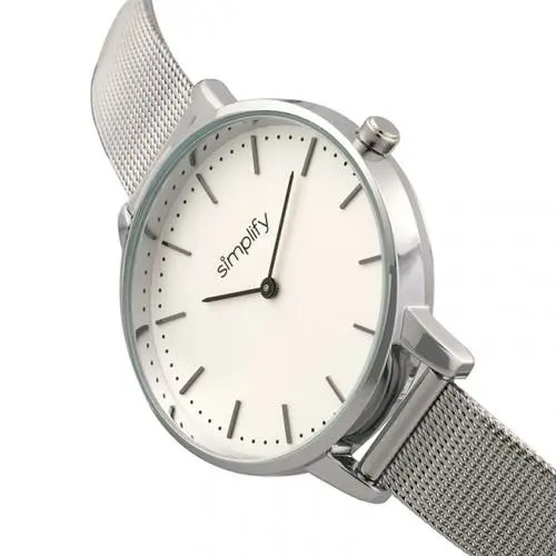 SIMPLIFY Mesh Bracelet Watch - Silver