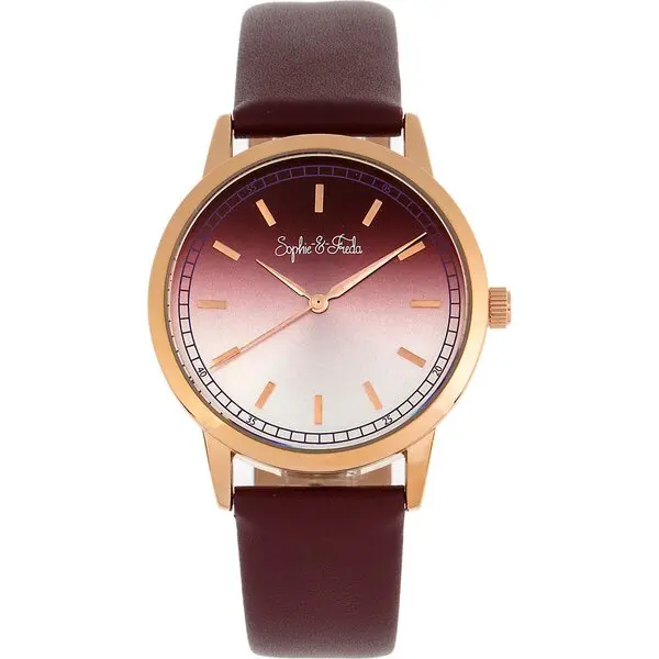 SOPHIE AND FREDA San Diego Leather-band Watch - Maroon