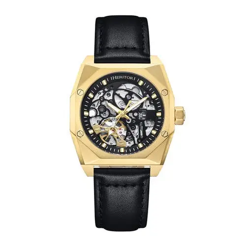 HERITOR AUTOMATIC Elliott Leather-band Watch - Gold/black