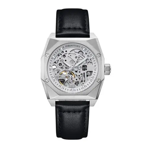 HERITOR AUTOMATIC Elliott Leather-band Watch - Silver/white/black