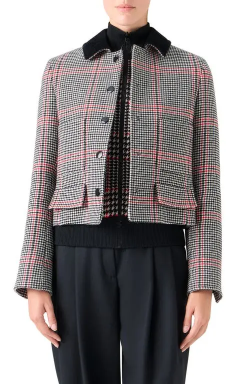 Akris Glen Plaid Virgin Wool Crop Jacket
